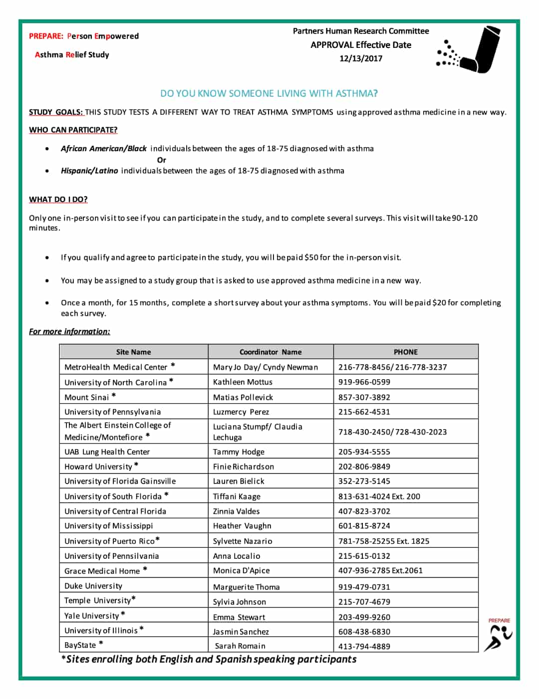 PREPARE: Person Empowered Asthma Relief Study - Allergy & Asthma Network